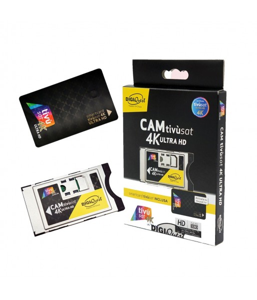 Pack Module CI+ CAM Tivusat 4K + Carte Bouquet Tv Italien Digiquest